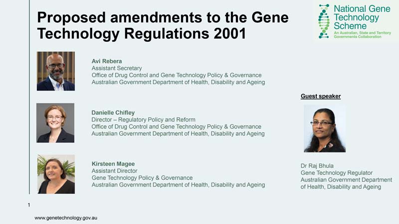 Information session on proposed amendments to the Gene Technology ...